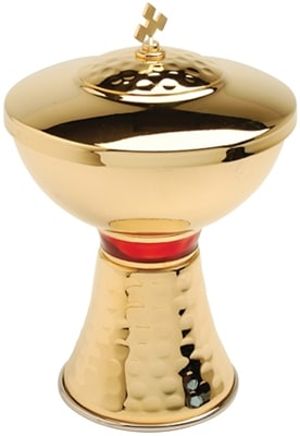 Gold Communion Chalice with Red Node and Hammered Finish 8 oz ...