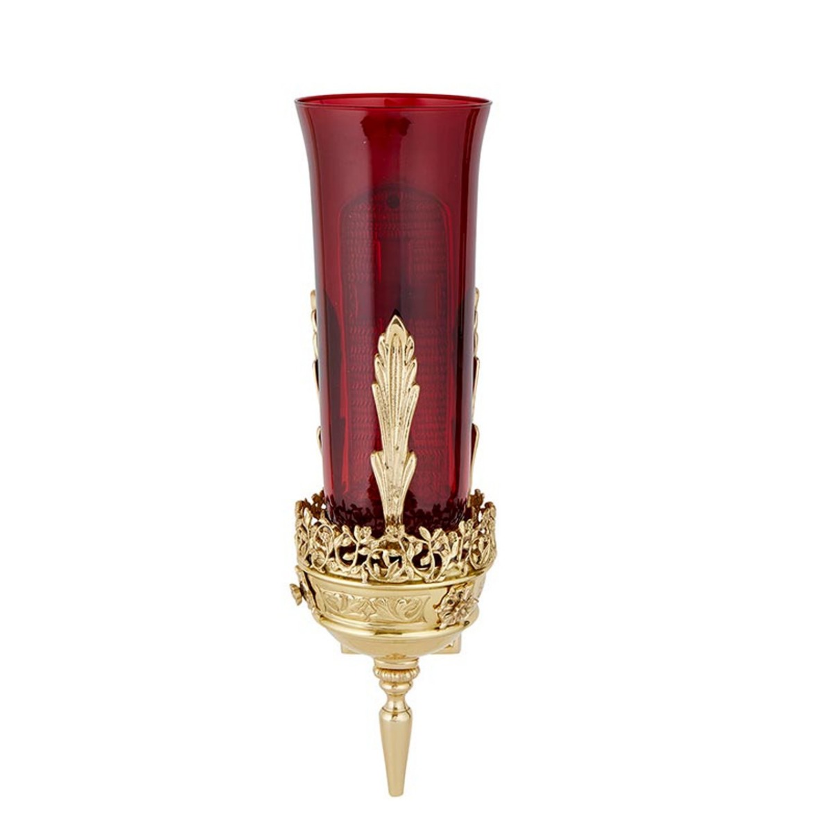 Ornate Wall Mount Sanctuary Lamp with Ruby Glass Globe - Christian ...