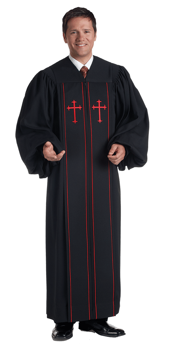 Pulpit Robe Cleric Black with Red Crosses - Christian Expressions ...