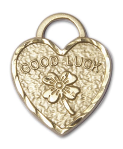 14kt Gold Good Luck Shamrock Heart Medal - Christian Expressions ...