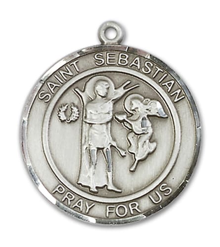 Sterling Silver Saint Sebastian Pendant on an 24-inch Sterling Silver ...