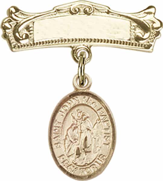 14kt Gold Filled Baby Badge with St. John the Baptist Charm and Badge ...