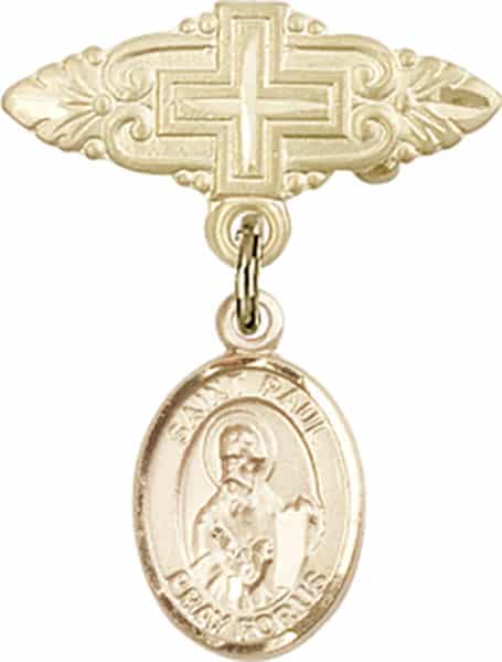 14kt Gold Filled Baby Badge with St. Paul the Apostle Charm and Badge ...