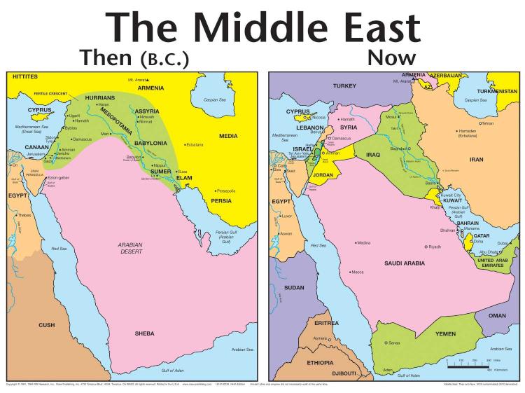 Middle East Then And Now Wall Chart Laminated - Christian Expressions ...
